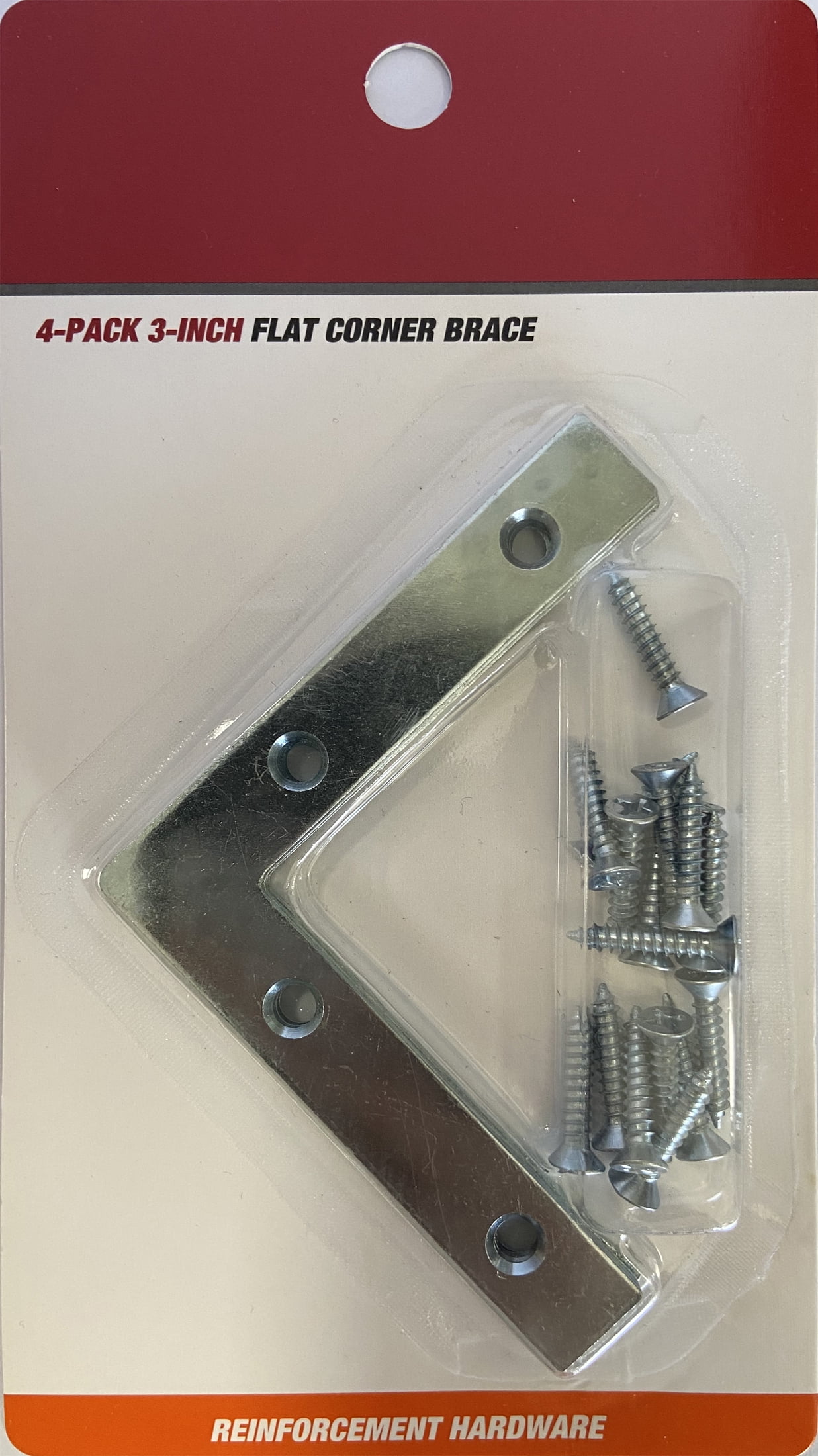 Hyper Tough 3 inch. x 3 inch. Flat Corner Brace, Steel, Zinc Plated (4 ...