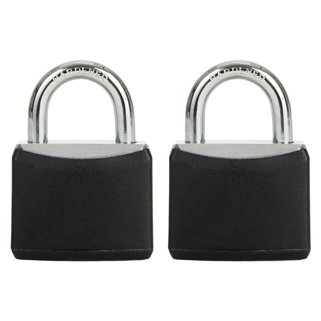 Hyper Tough 30mm Covered Aluminum Padlock with 1/2 in. Shackle, 2 Pack ...
