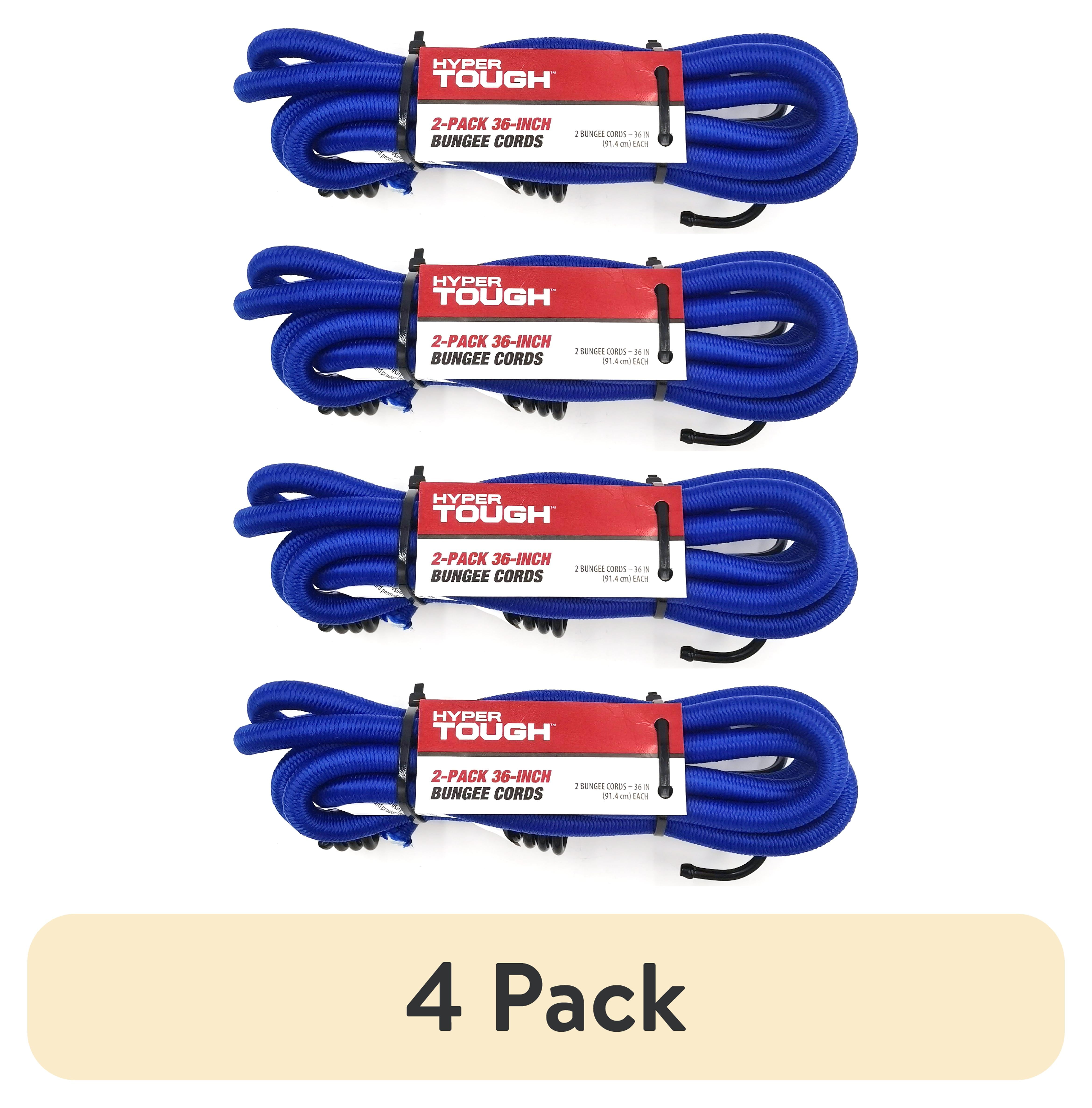 (4 pack) Hyper Tough 36" Standard Rubber Bungee Cords, Blue, 2-Pack, 7. ...