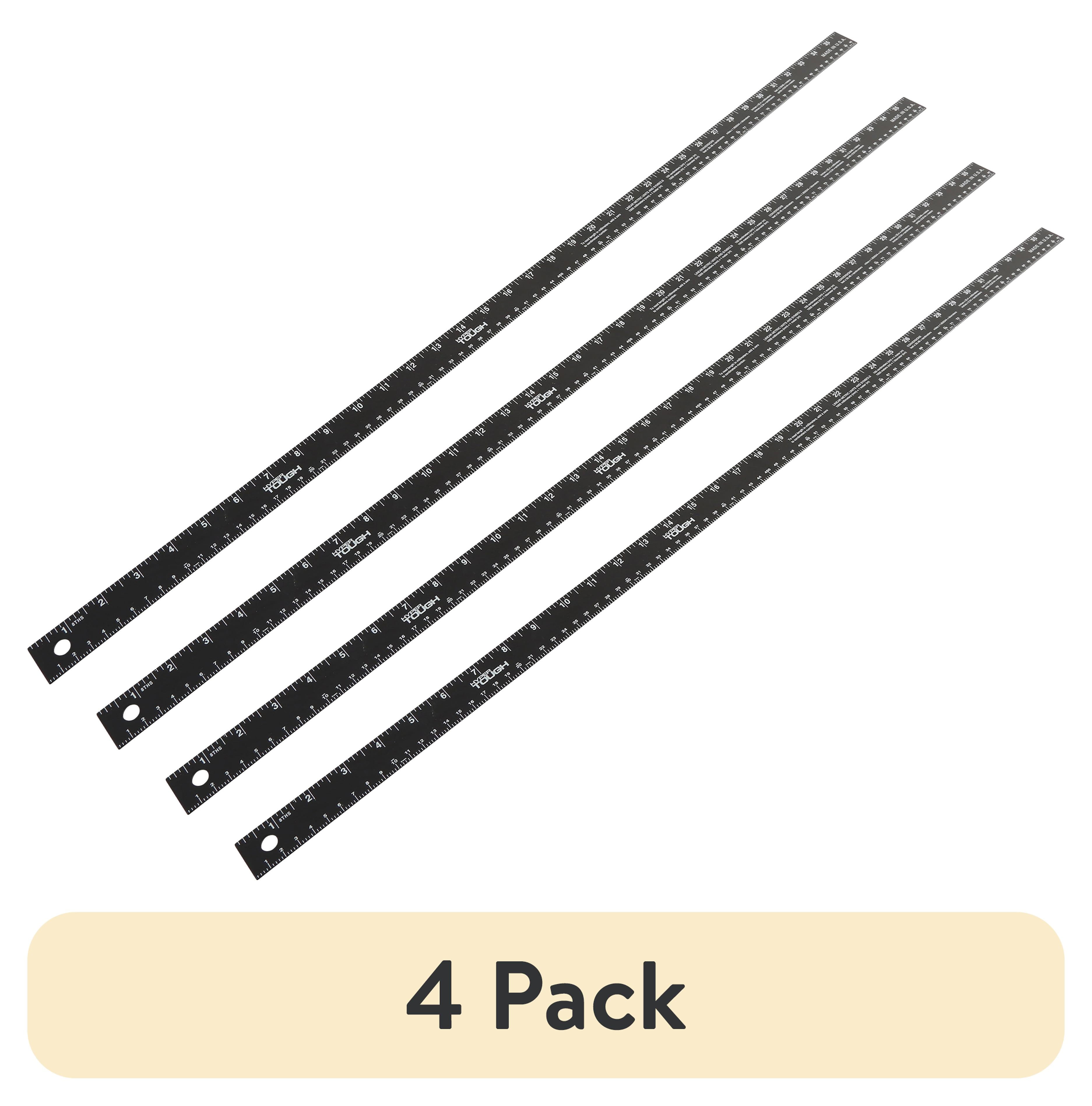 (4 pack) Hyper Tough 36 inch Ruler, Bulk Aluminum Metal, Black ...
