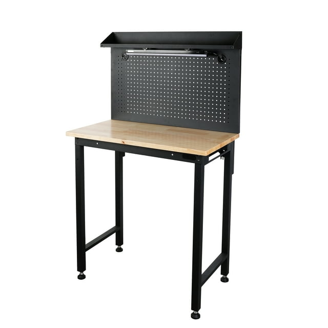 Hyper Tough 36-inch Workbench with Pegboard & Light - Walmart Business ...
