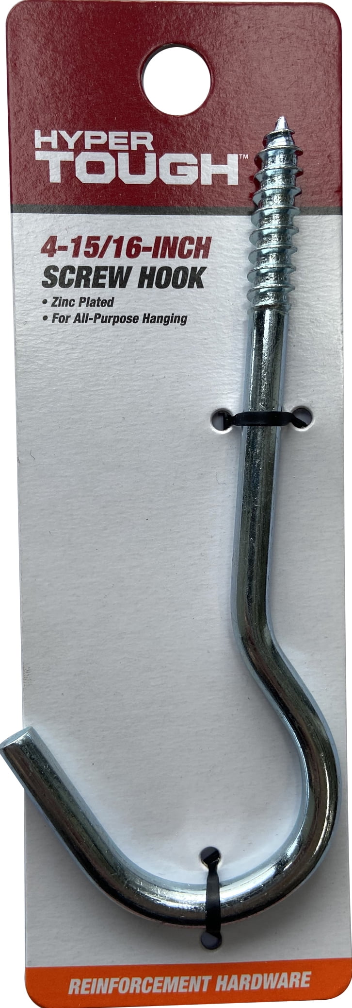 Hyper Tough 4-15/16 in. Screw Hook, Zinc Plated - Walmart.com