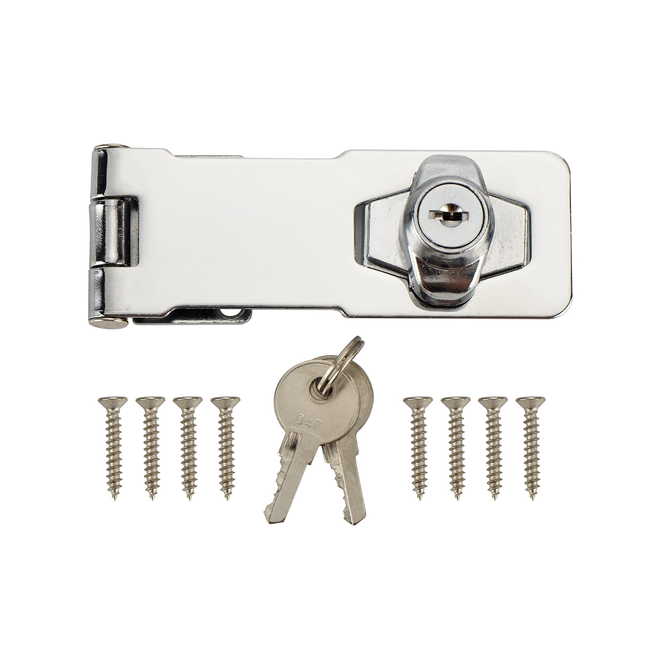 Hyper Tough 4.5 inch. New Locking Safety Hasp, Chrome Plated - Walmart.com
