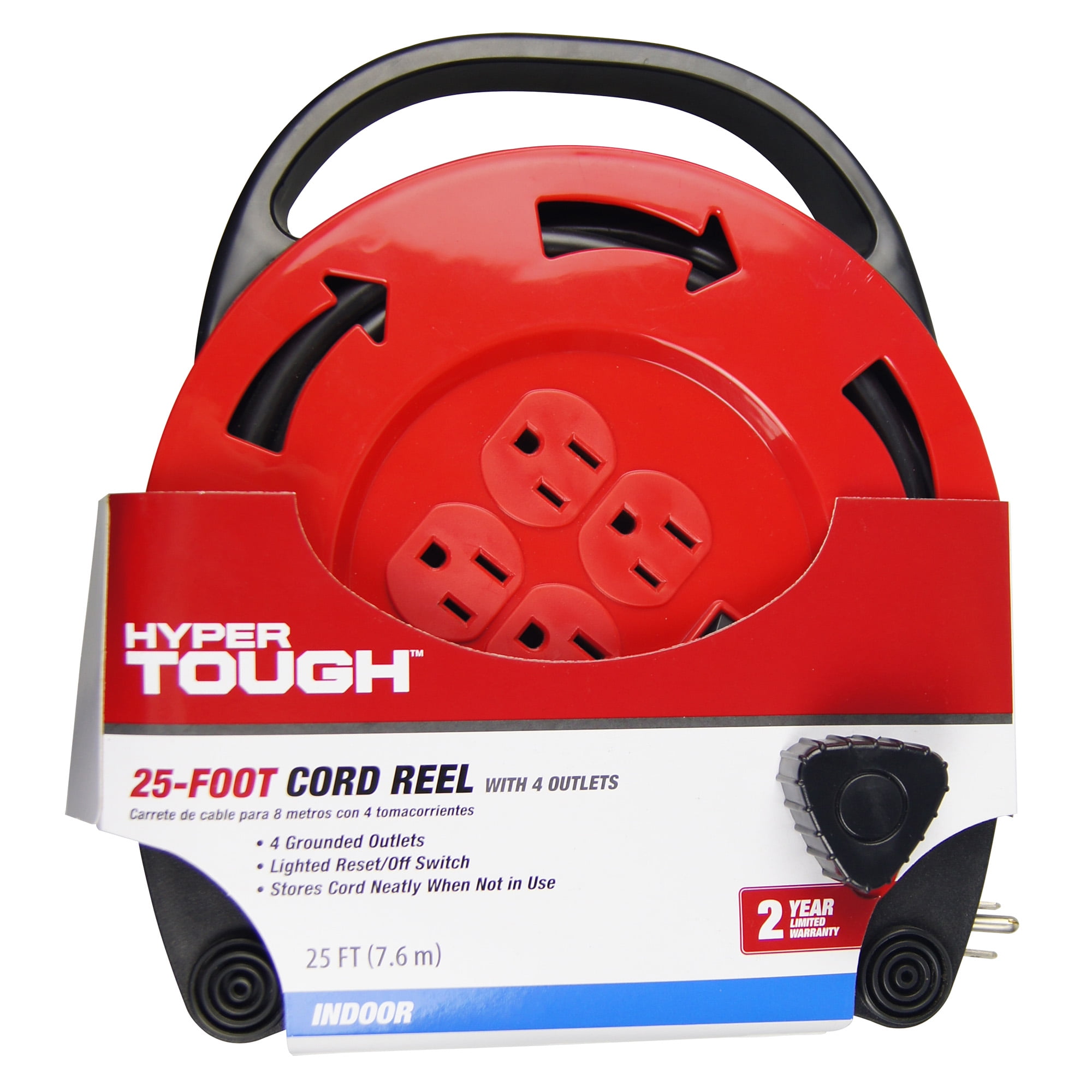 Hyper Tough 4-Outlets 25 feet Indoor Use Core Reel - Walmart.com