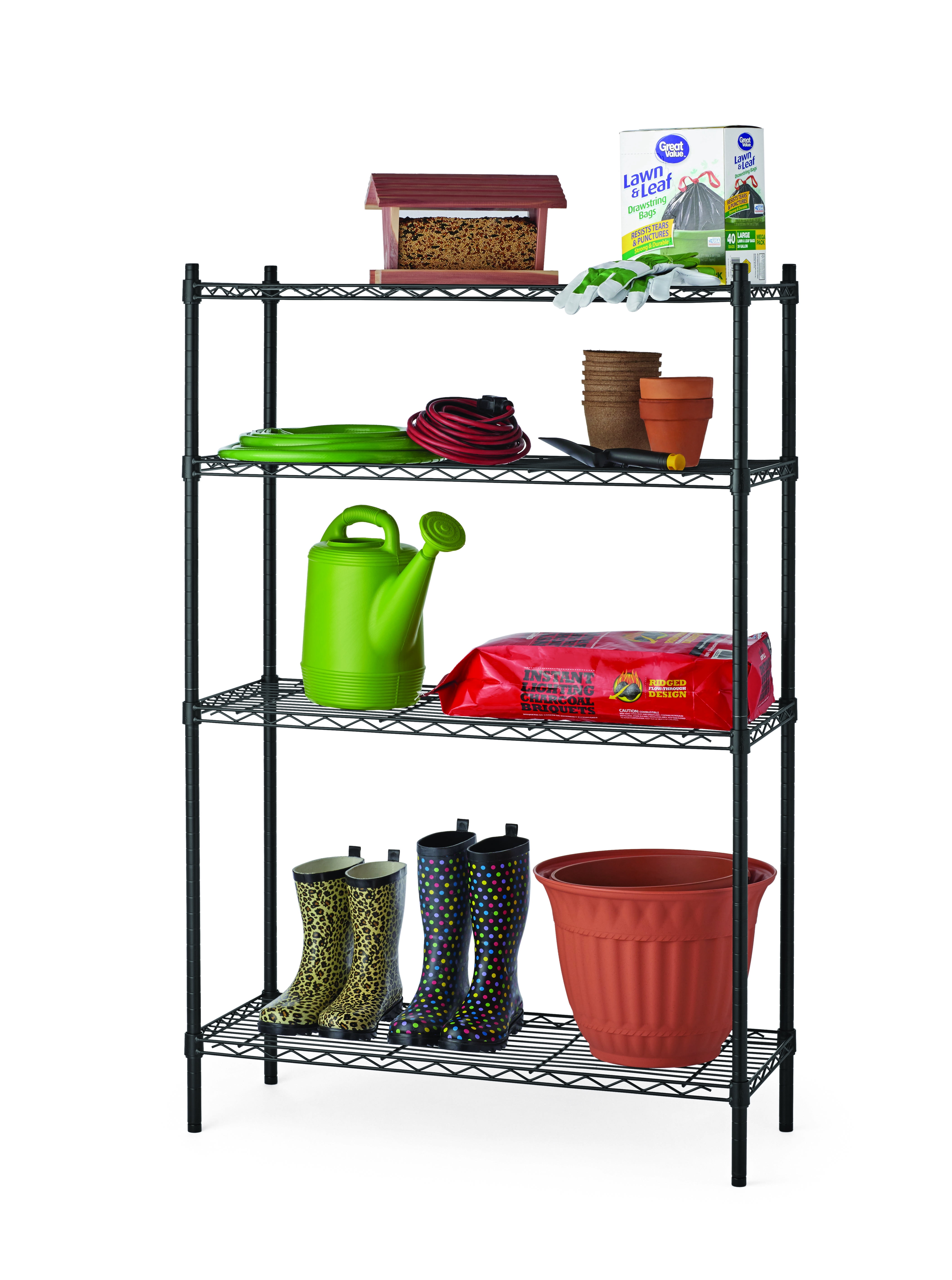 Free Shipping! Hyper Tough 4 Tier Adjustable Wire Shelving Rack Black ...