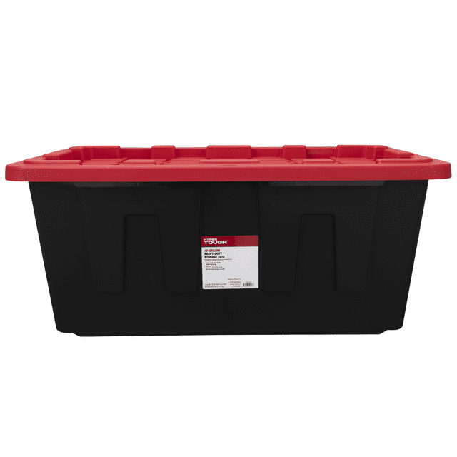 Hyper Tough 40 Gallon Snap Lid Plastic Storage Bin, Black/Red - Walmart.com