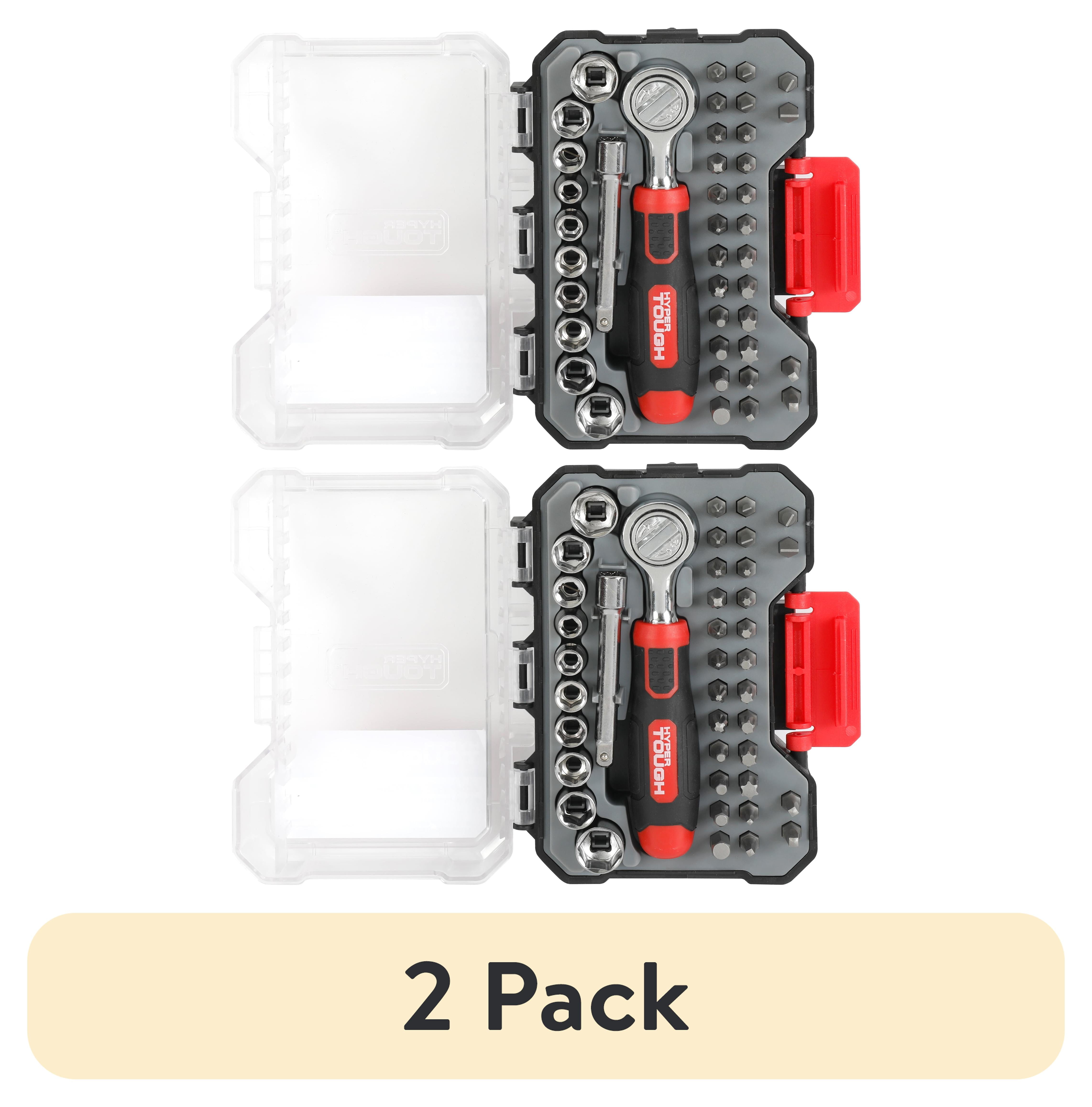 (2 pack) Hyper Tough 40-Piece Socket and Bit Set in Click Fit Case ...