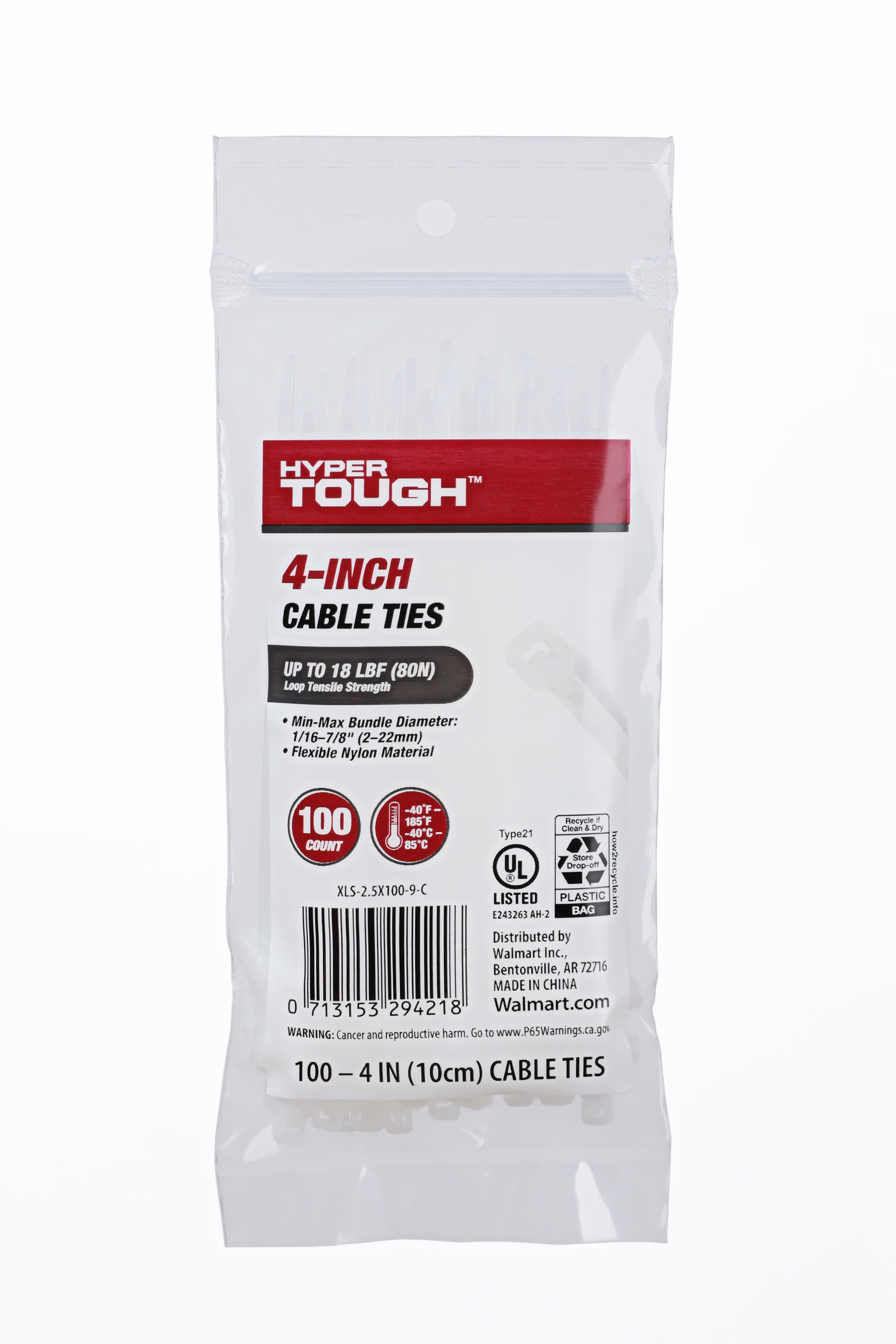 Hyper Tough Cable Ties Natural 4 Inch 100Pcs Nylon Bunching ...