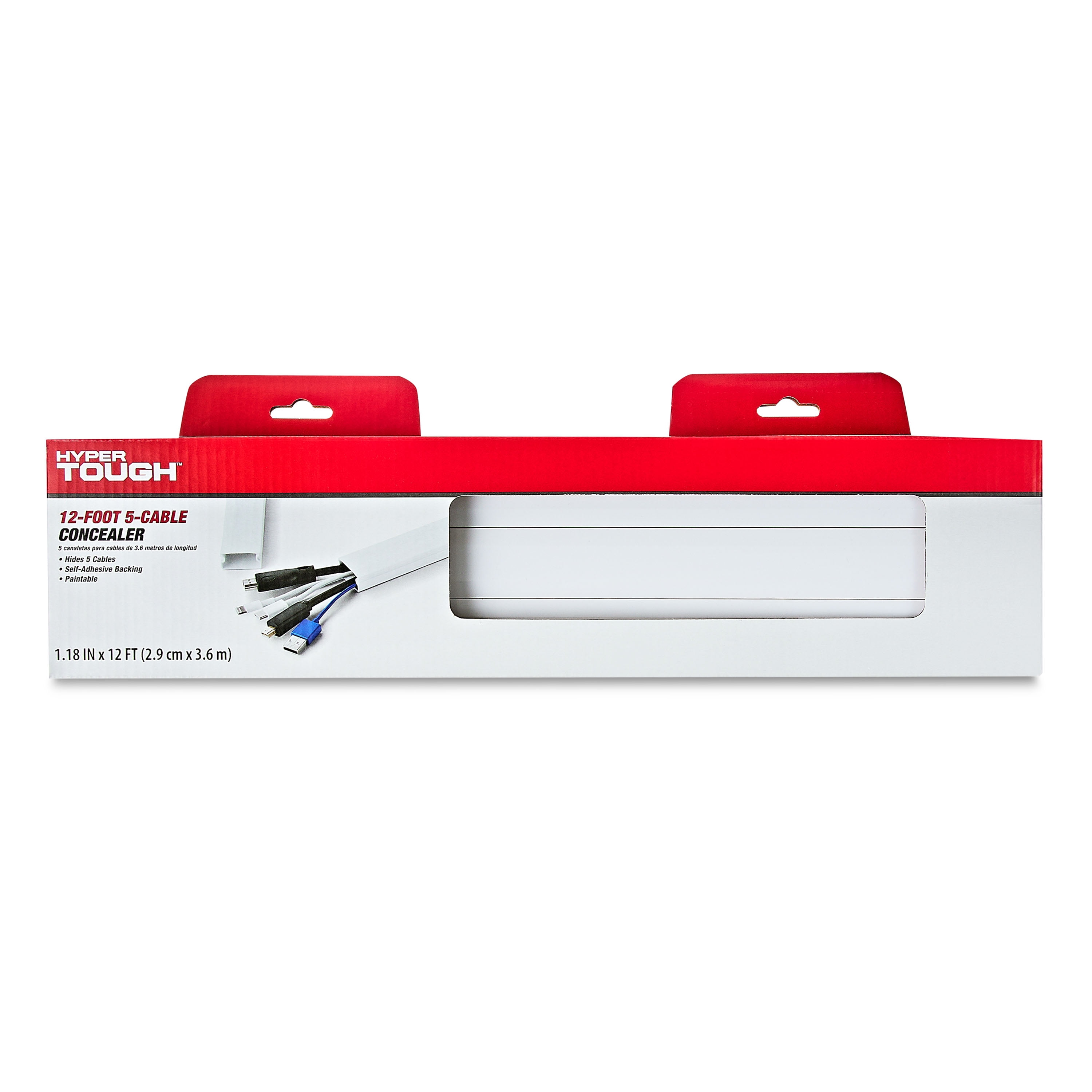 Hyper Tough 5-Cable Concealer PVC 12 ft White Paintable Self-Adhesive ...