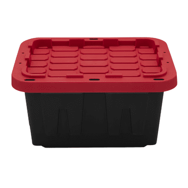Hyper Tough 12 Gallon Snap Lid Storage Bin, Black/Red Lid, Set of 4 ...