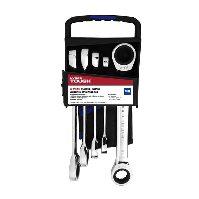 Hyper Tough 5-Piece Metric Double End Ratcheting Wrench Set - Walmart.com