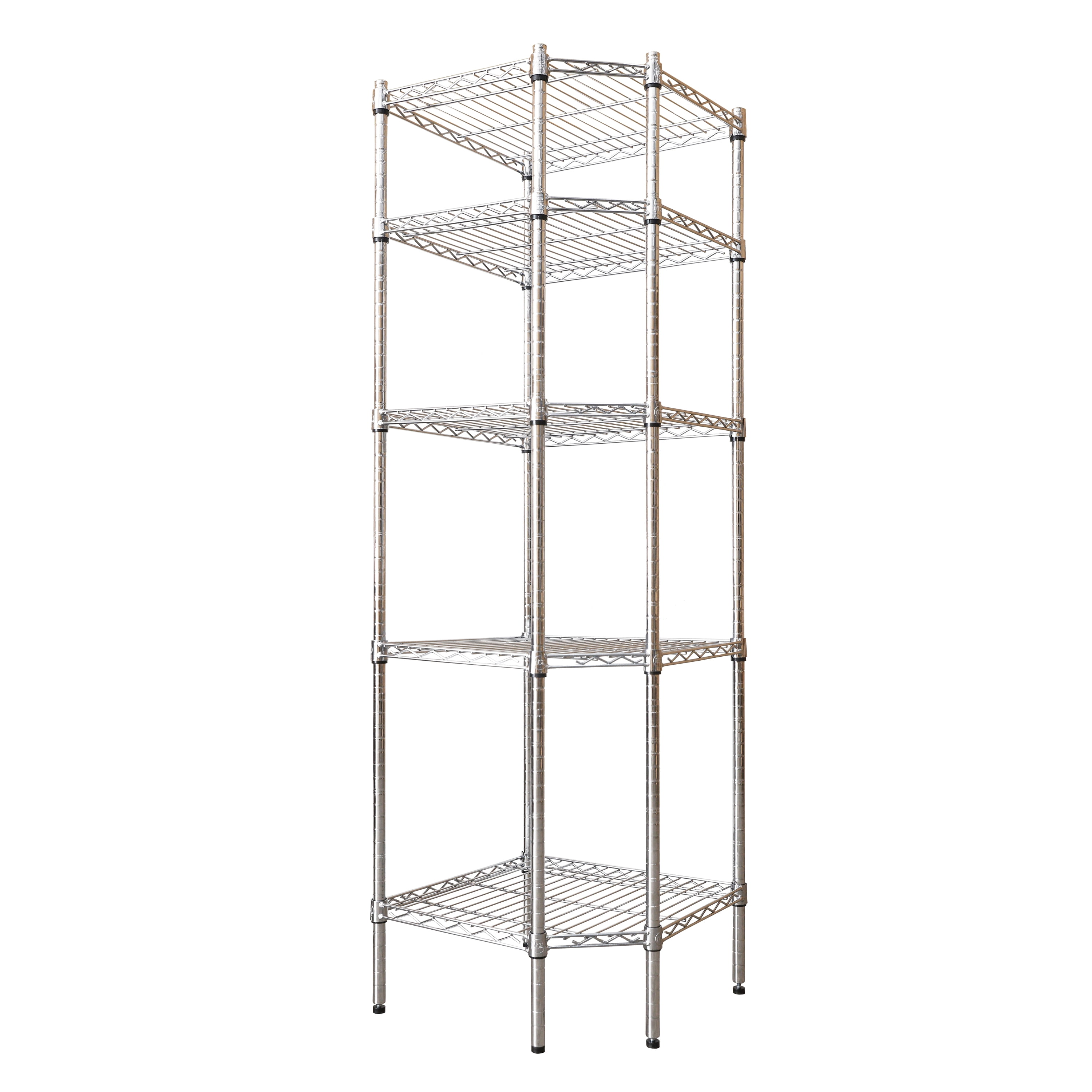 Hyper Tough 5-Tier Corner Shelving Unit, Chrome Wire, Freestanding ...