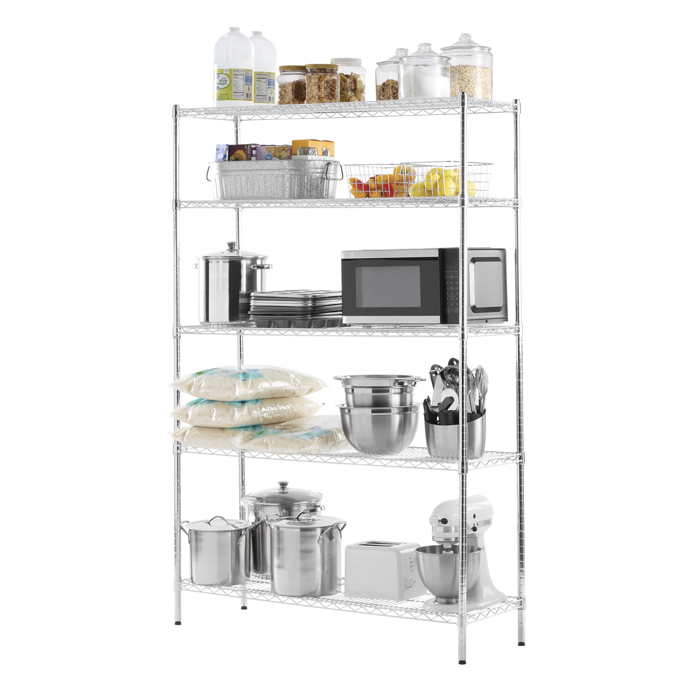 Hyper Tough 5-Tier Multipurpose Wire Shelving Rack, Chrome Color ...