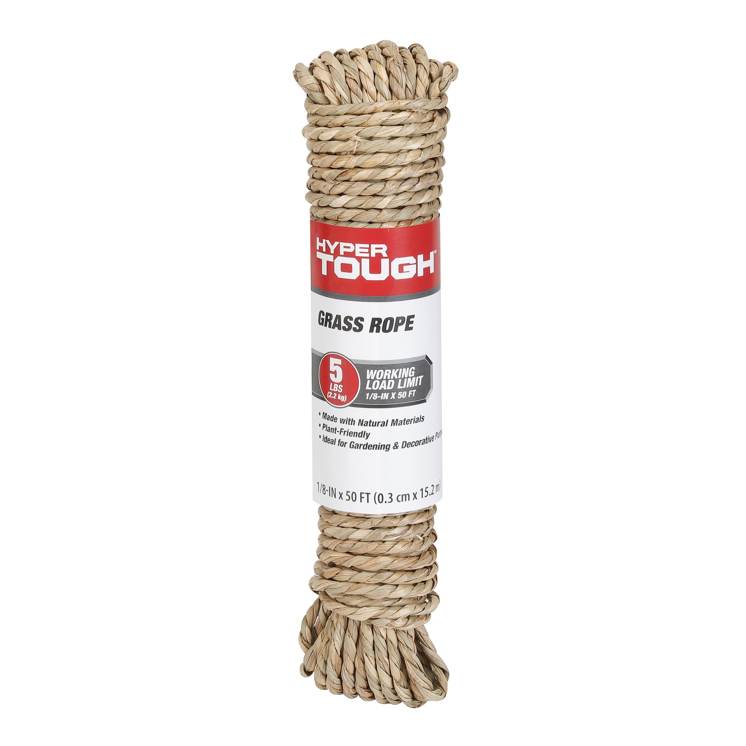 Hyper Tough 50ft Brown Grass Rope 18 lb Working Load Limit Durable ...
