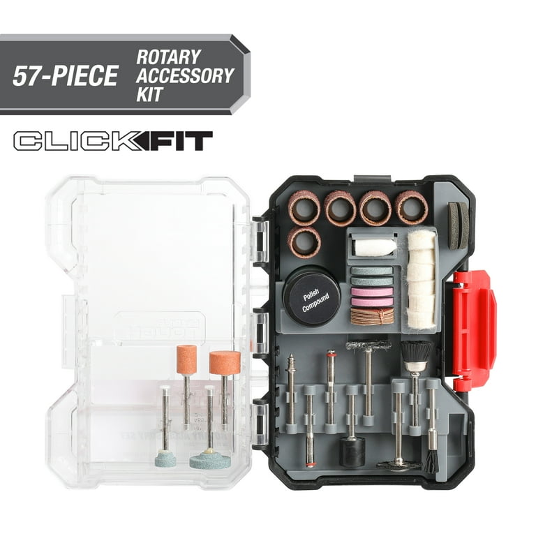 Hyper Tough 57 Piece Sanding and Polishing Rotary Tool Accessory Kit in Click Fit Case Walmart