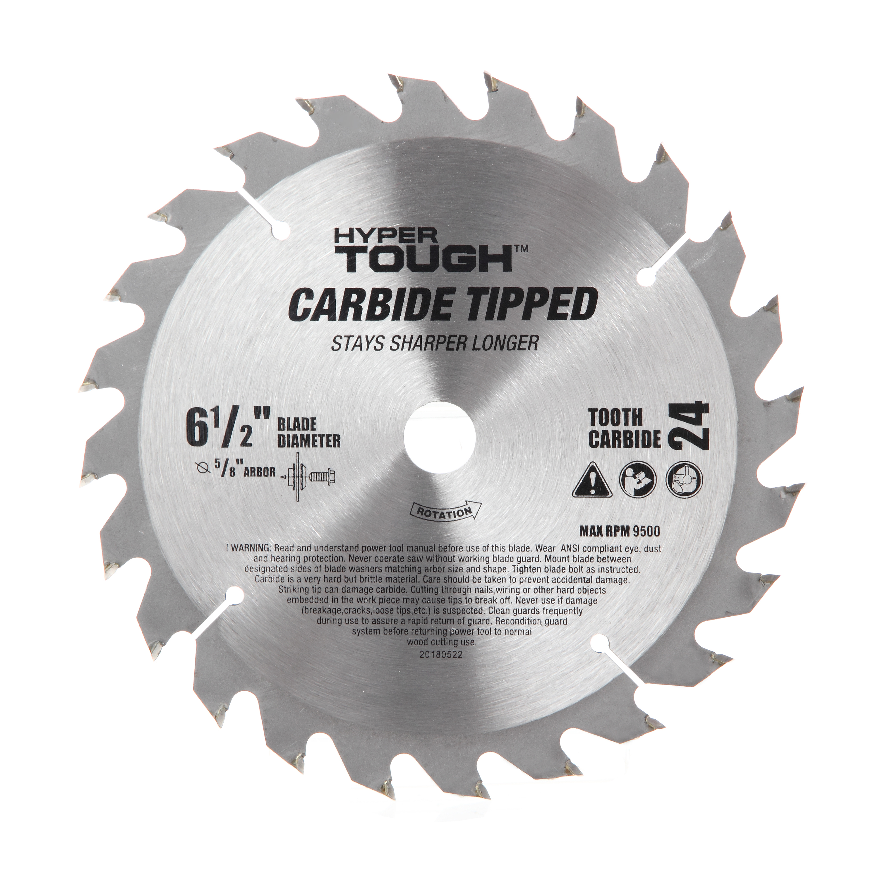 Hyper Tough 6-1/2-inch Carbide Tipped Circular Saw Blade, AU30012J ...
