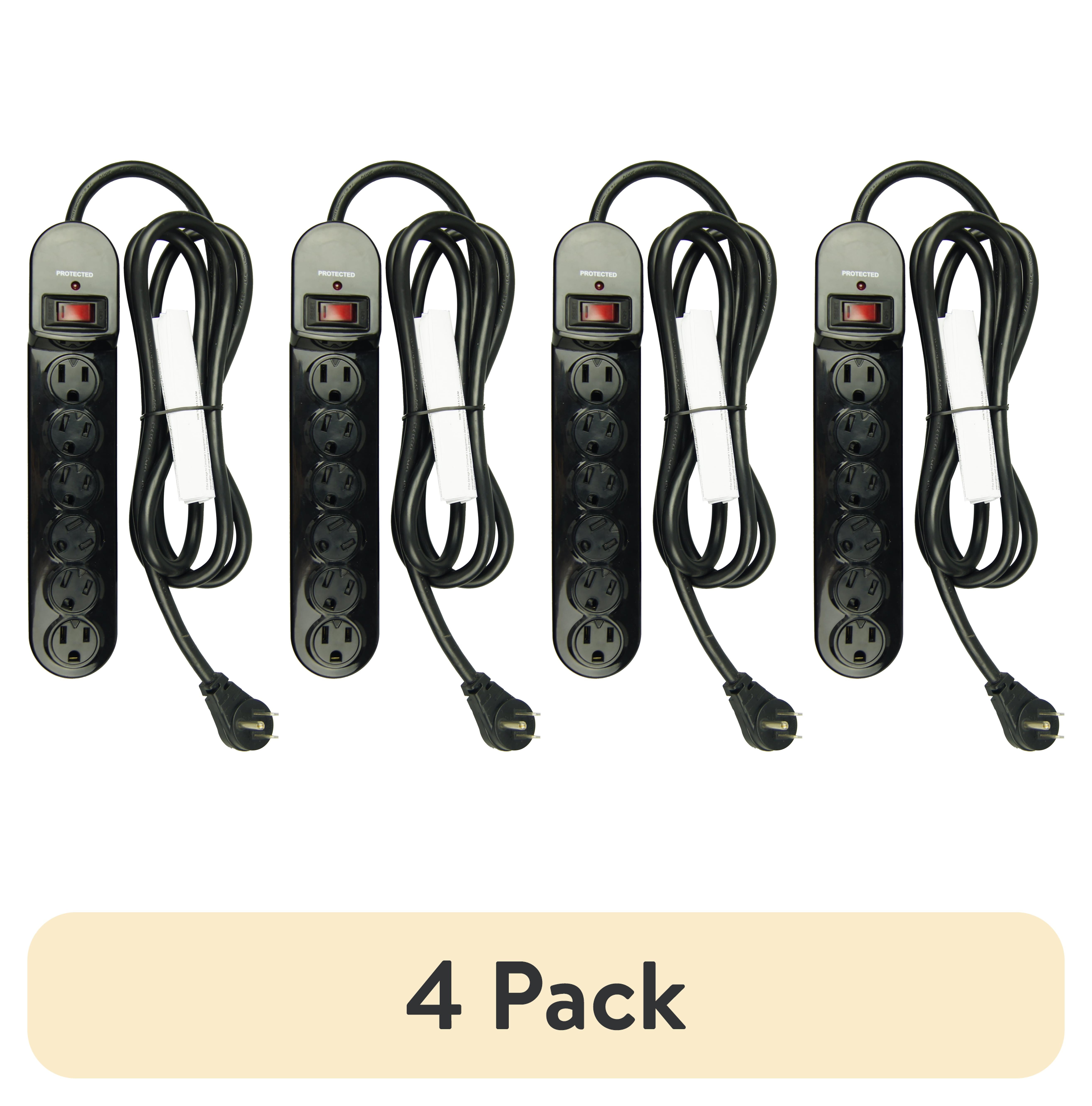 (4 pack) Hyper Tough 6 Outlet 6ft Surge 900-Joule Protection with ...
