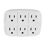 Hyper Tough Grounded White Wall Tap, 6 Outlets, 15 Amps Indoor ...