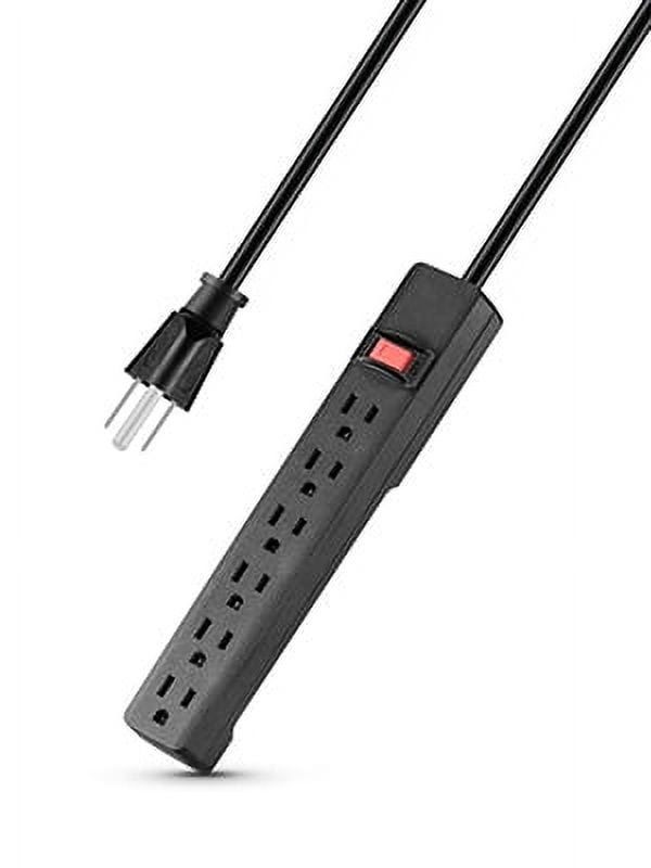 Hyper Tough Indoor 6-Outlet Power Strip with 8ft Cord, 15A,125V, Black ...