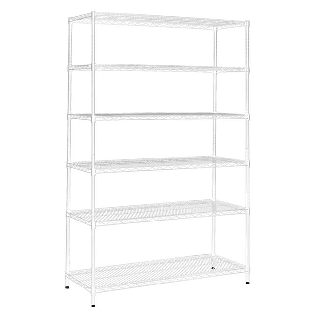 Hyper Tough Wire Shelving Unit, 6 Tier, Heavy Duty, White, 600 lb ...