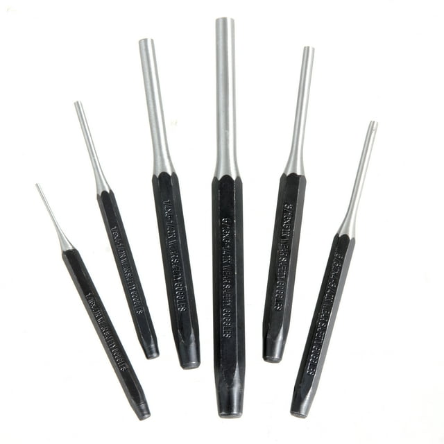 Hyper Tough 6 piece Pin Punch Set, 1/16 inch, 1/8 inch, 5/32 inch, 3/16 ...