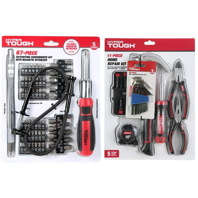 Hyper Tough 67-Piece Screwdriver Set & 27-Piece Home Repair Set ...
