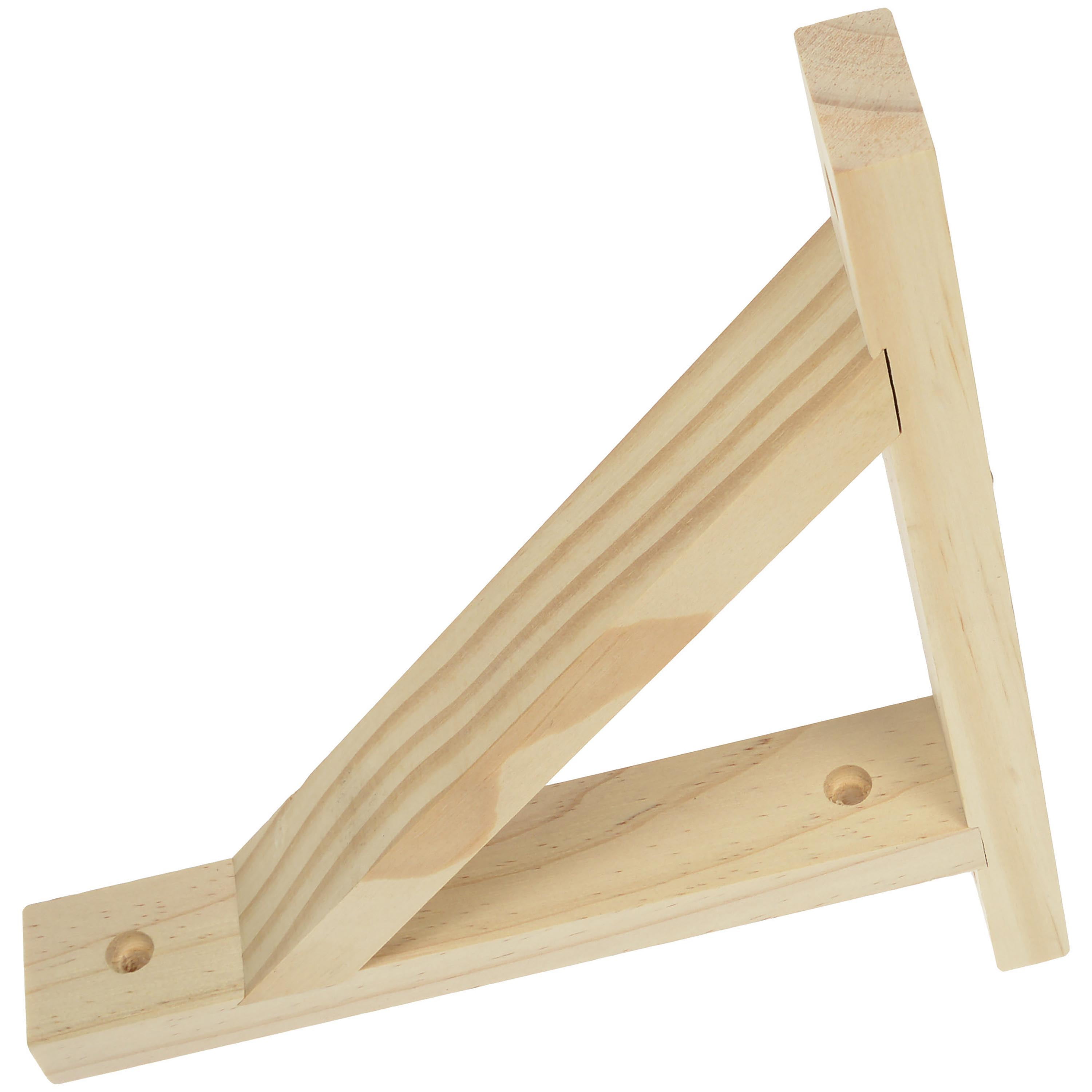 Hyper Tough, 7.5" x 9" Natural Wood Shelf Bracket, Pre-Drilled Holes ...
