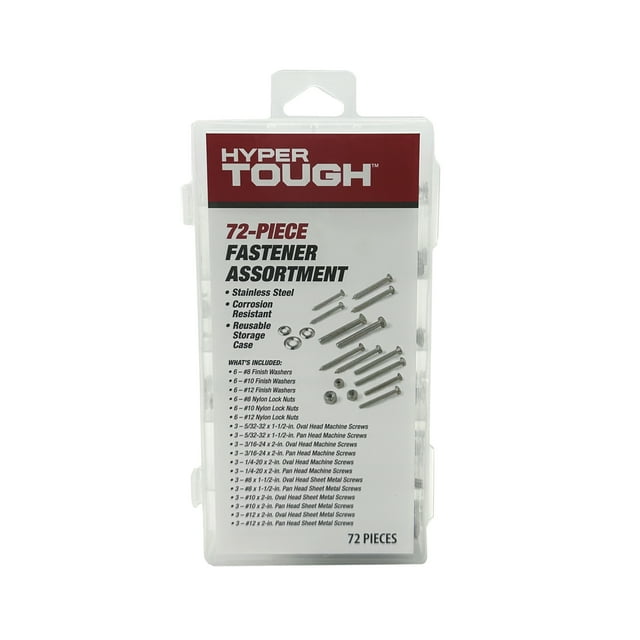 Hyper Tough 72-Piece Stainless Steel Screw and Nut Assortment with ...