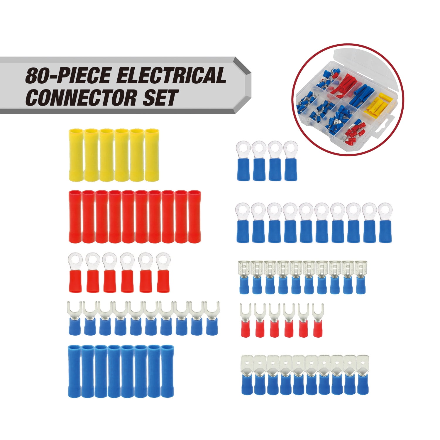 Hyper Tough 80-Piece Electrical Connector Assortment with Heat Shrink ...