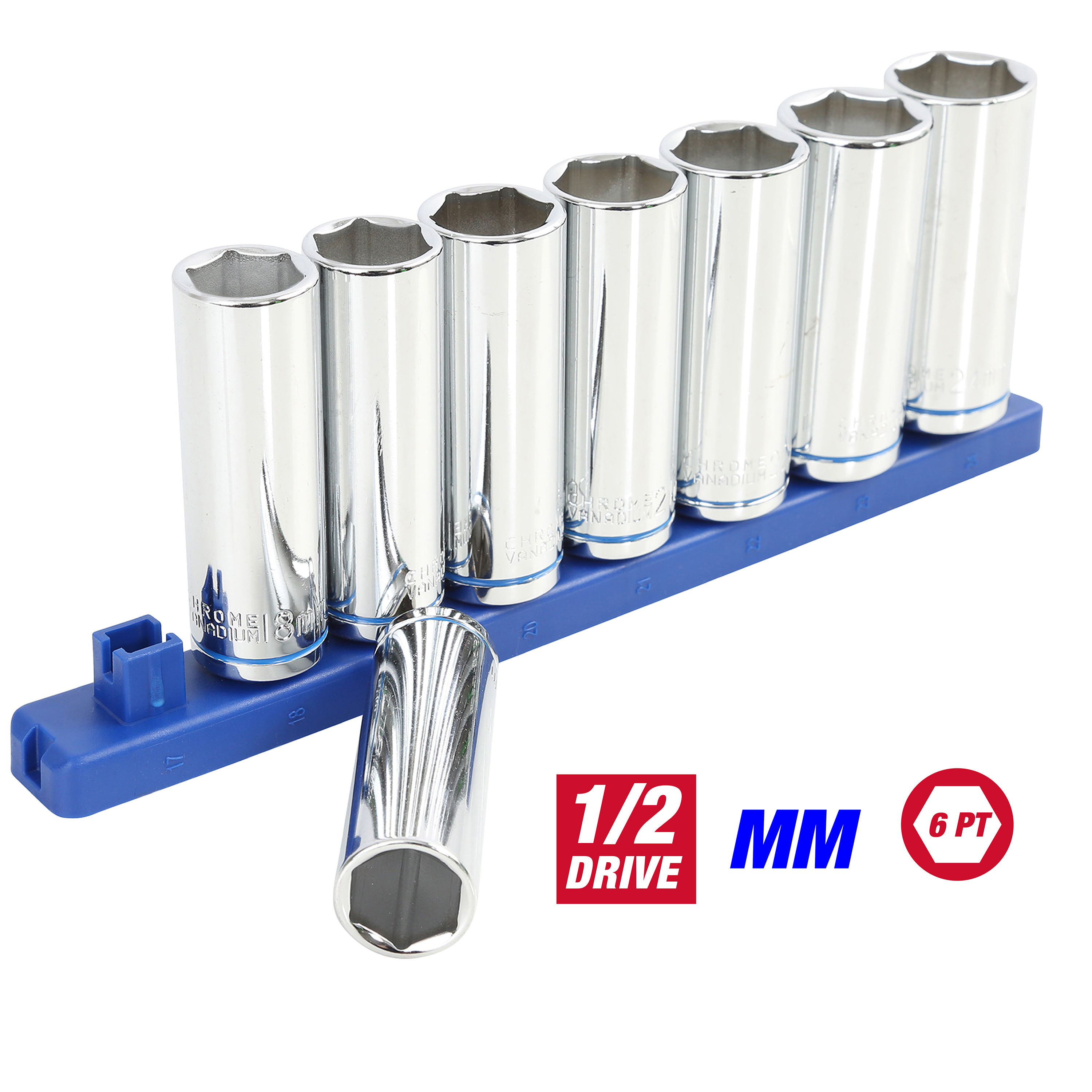 GearWrench 84945N 10-Piece 1/2 in. Drive Metric Deep Universal Socket ...