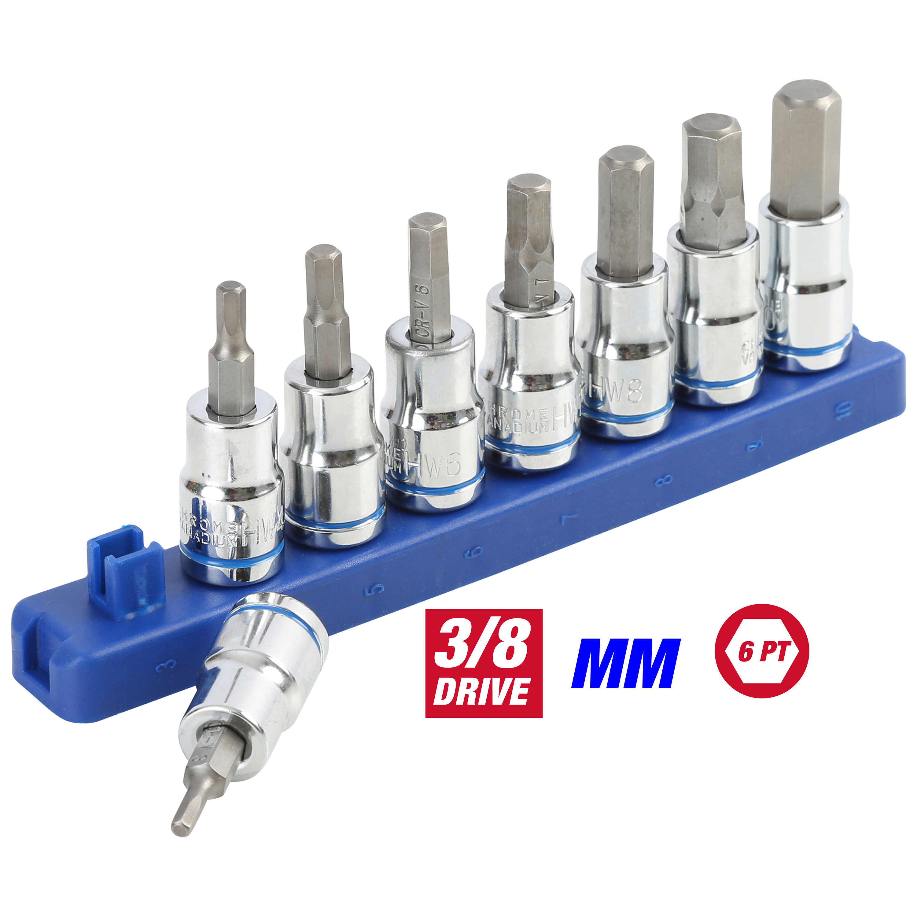 SK Professional Tools 3/8 in. drive Metric Hex Bit Socket Set 6 pc ...
