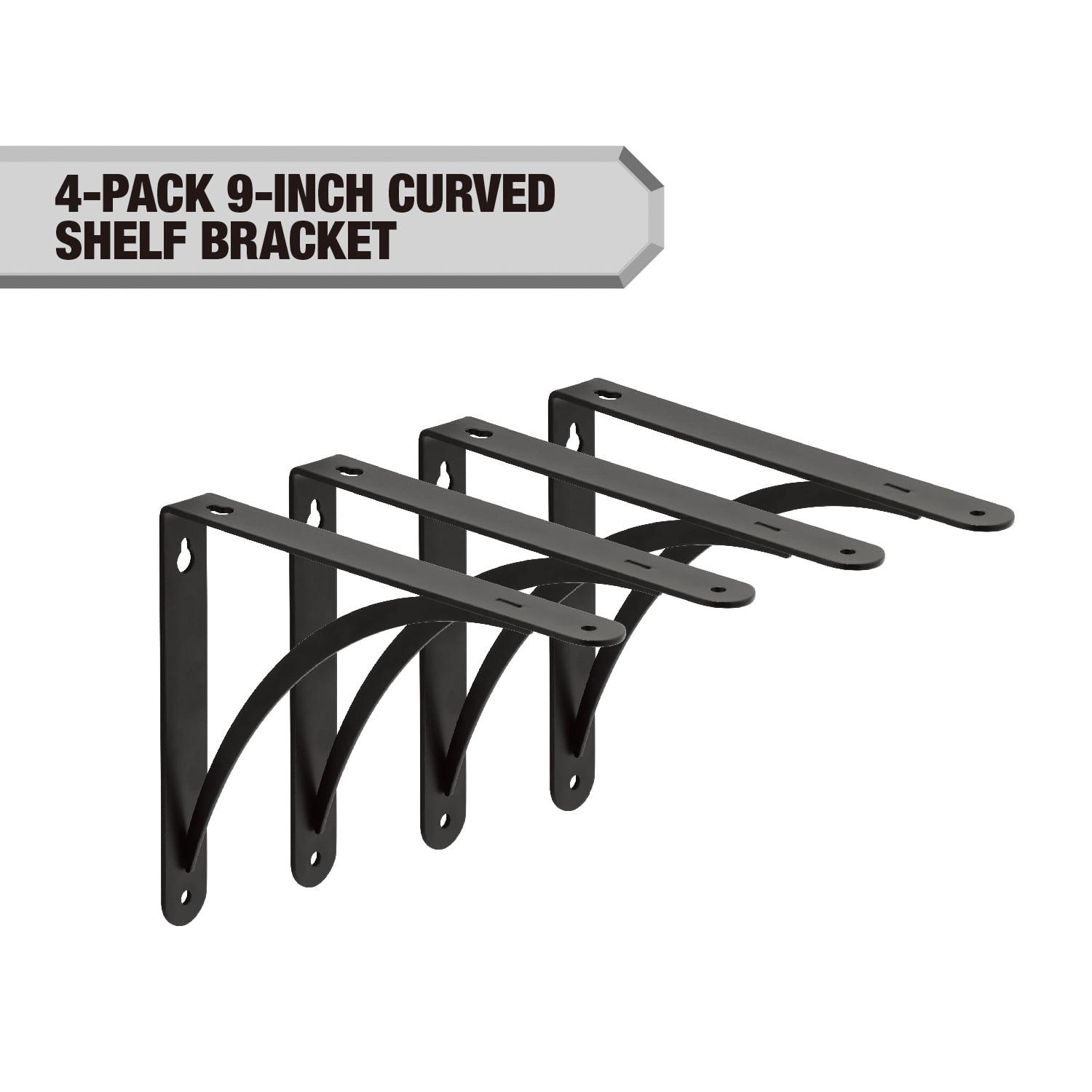 Hyper Tough 9" X 6.5" Curved Shelf Bracket, Black, 4-Pack - Walmart.com