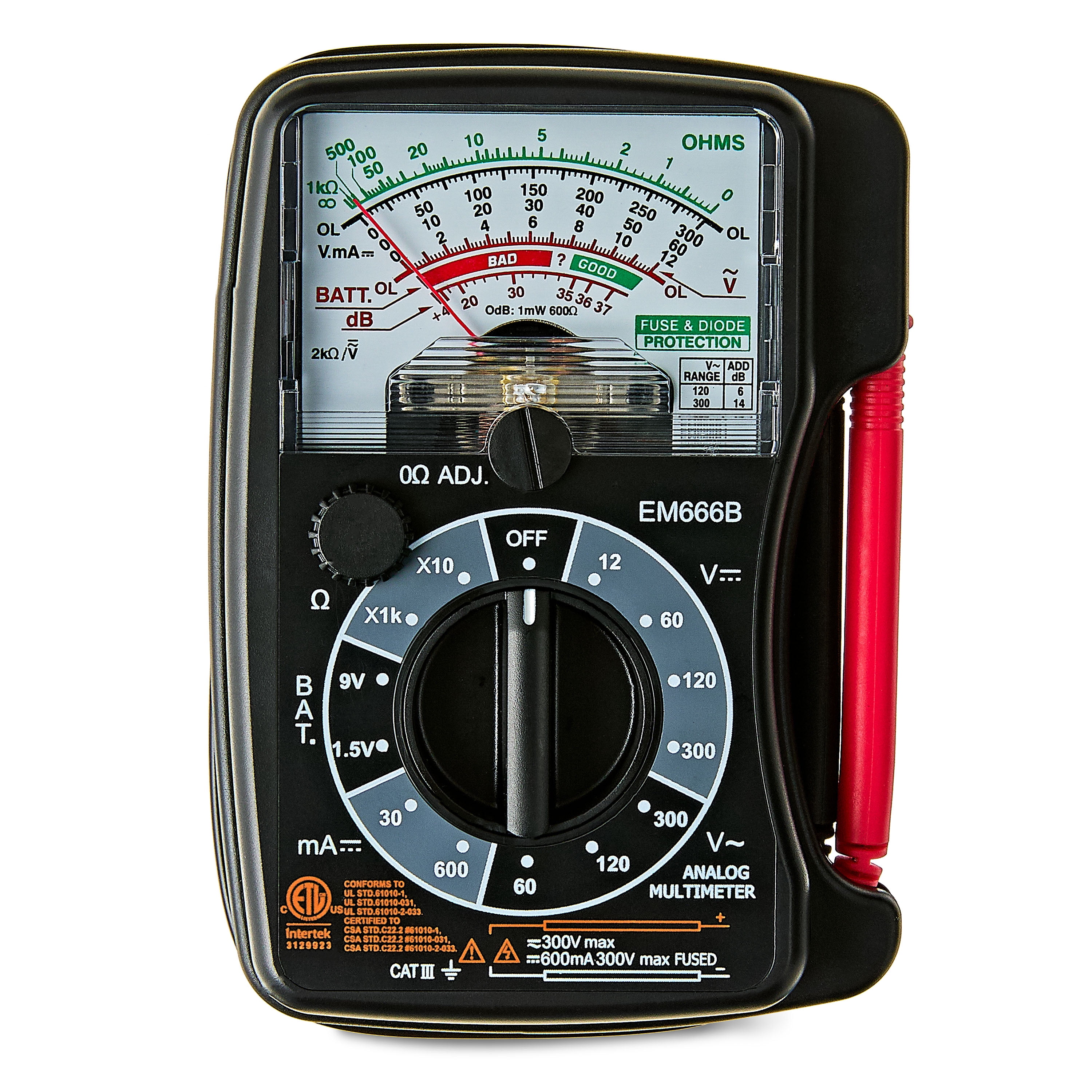 Hyper Tough Analog Multimeter TD35090B, 5 Functions, 13 Ranges ...