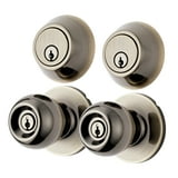 Free Shipping! Hyper Tough Locking Ball Combo Twin Pack Antique Brass 2 Entry Door Knobs 2 ...