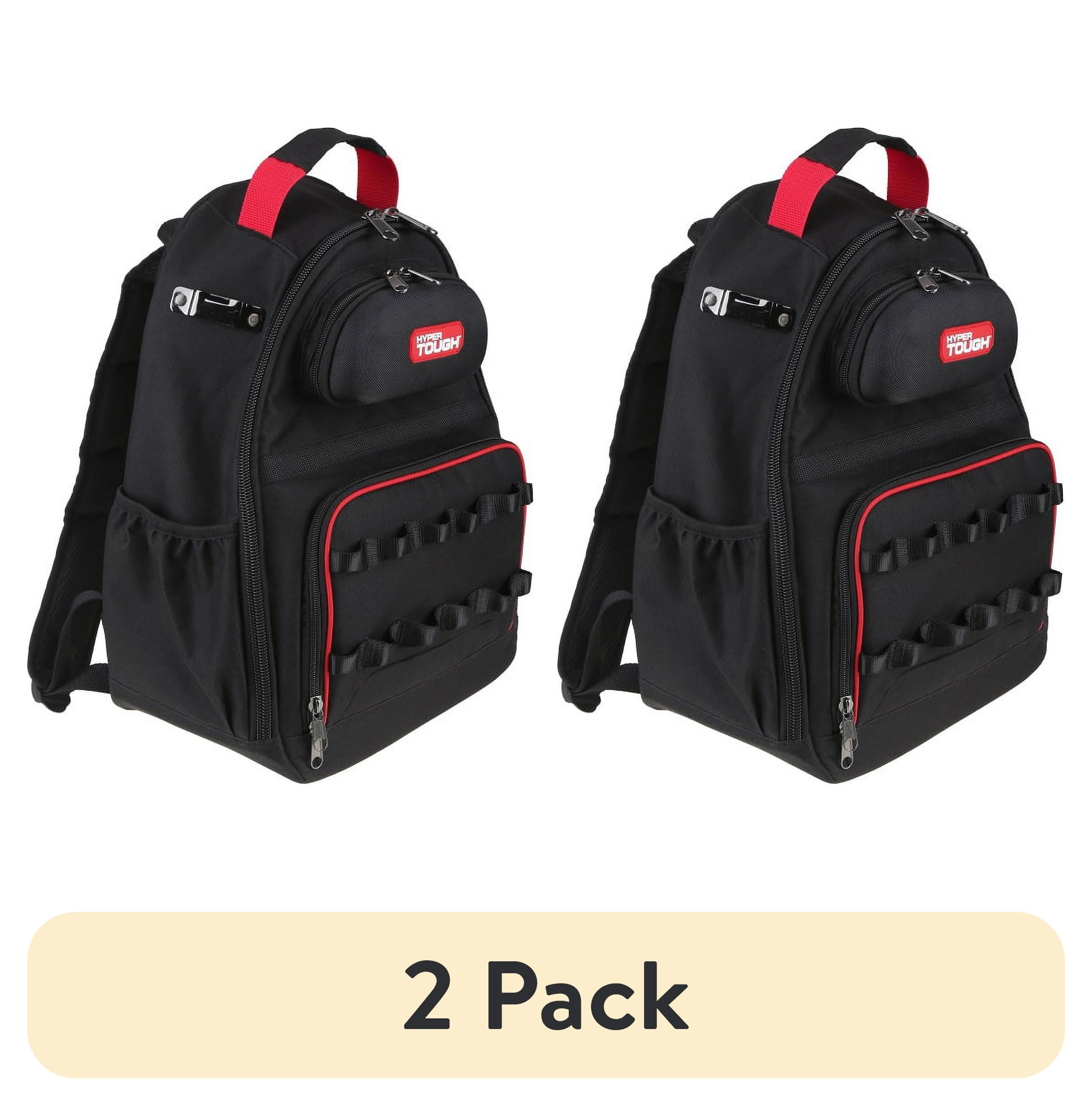 (2 pack) Hyper Tough Black Tool Backpack with Pockets and Loops ...