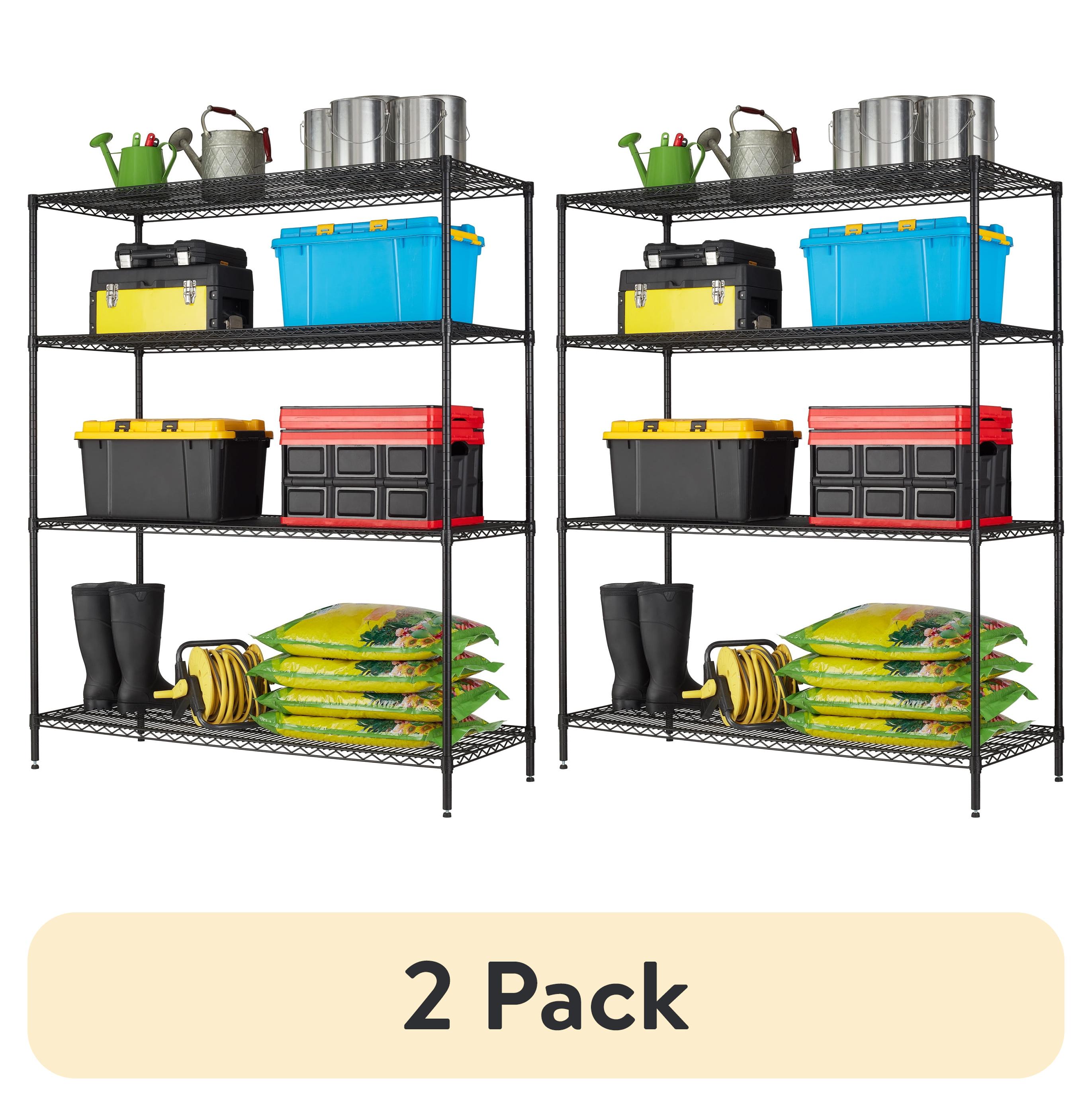 (2 pack) Hyper Tough Black Wire Shelf 4-Tier Heavy Duty 72"H x 60"W x ...