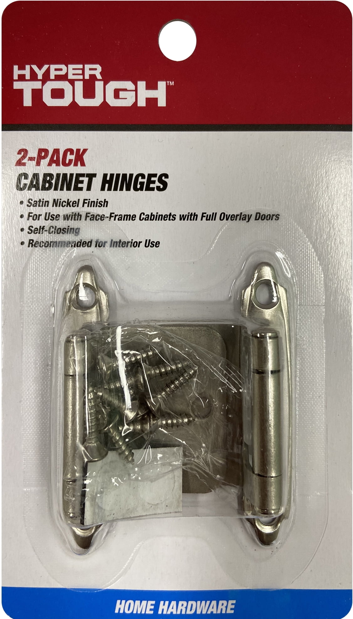 Hyper Tough Cabinet Hinge,Steel,Satin Nickel, 2 Pack,Assembled Product ...