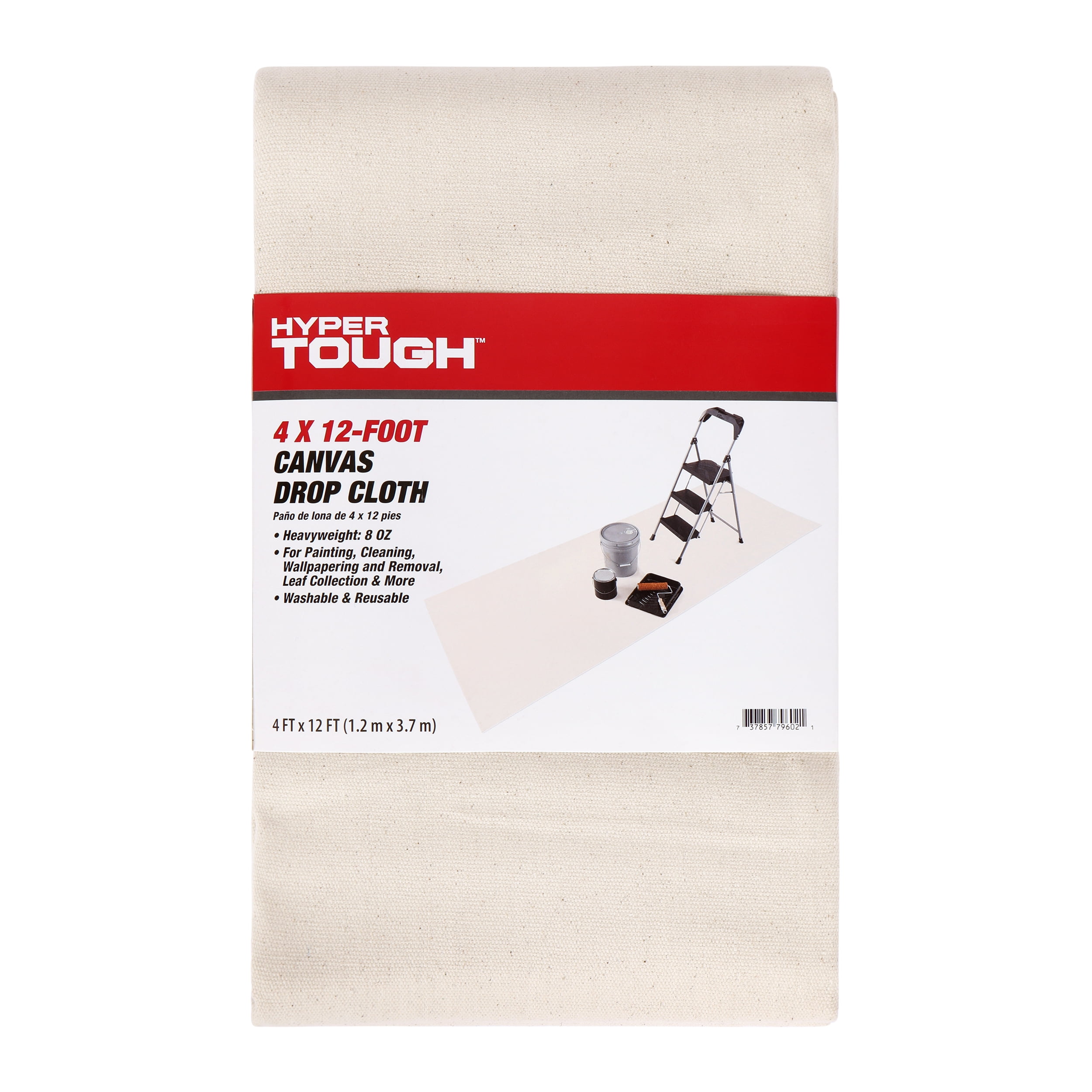 Hyper Tough Canvas Drop Cloth, 4' x 12' Heavyweight Durable Paint ...