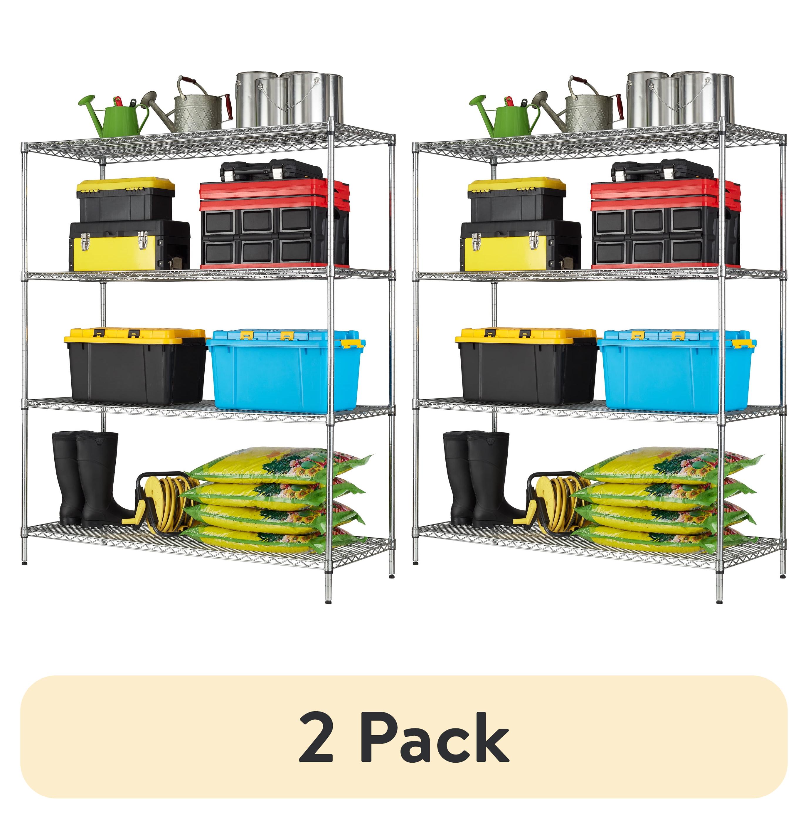 (2 pack) Hyper Tough Chrome Wire Shelf 4-Tier Heavy Duty 72"H x 60"W x ...