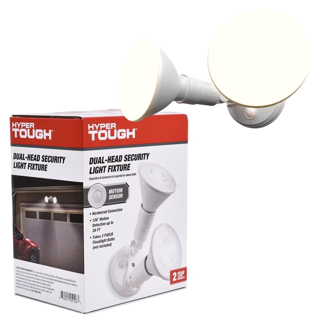 Hyper Tough Dual Head Hardwired Security Light 180-Degree Detection ...