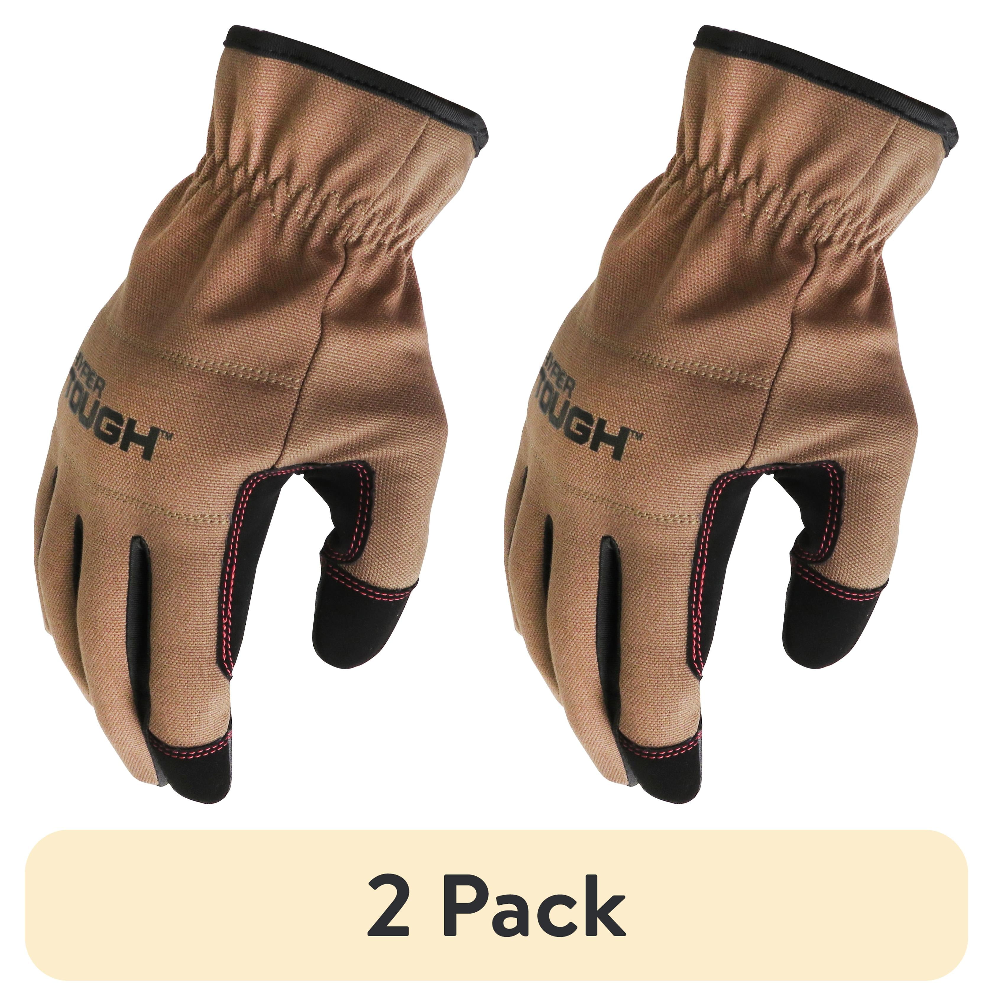 (2 pack) Hyper Tough Duck Canvas, Utility Work Gloves, Brown, Men's ...