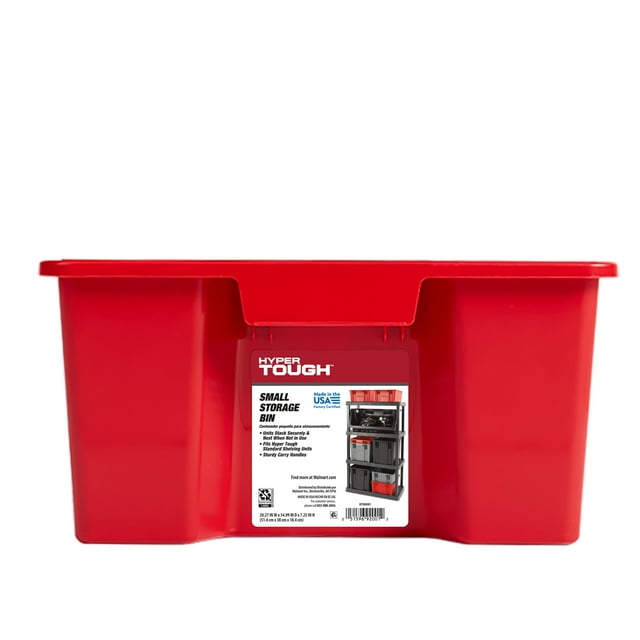 Hyper Tough Garage Storage Bin Small Plastic Nesting/Stacking, Red ...