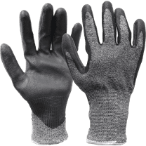 Hyper Tough HPPE ANSI A4 Anti Cut PU Coated Work Gloves, Full Fingers, Men's Medium Size ...