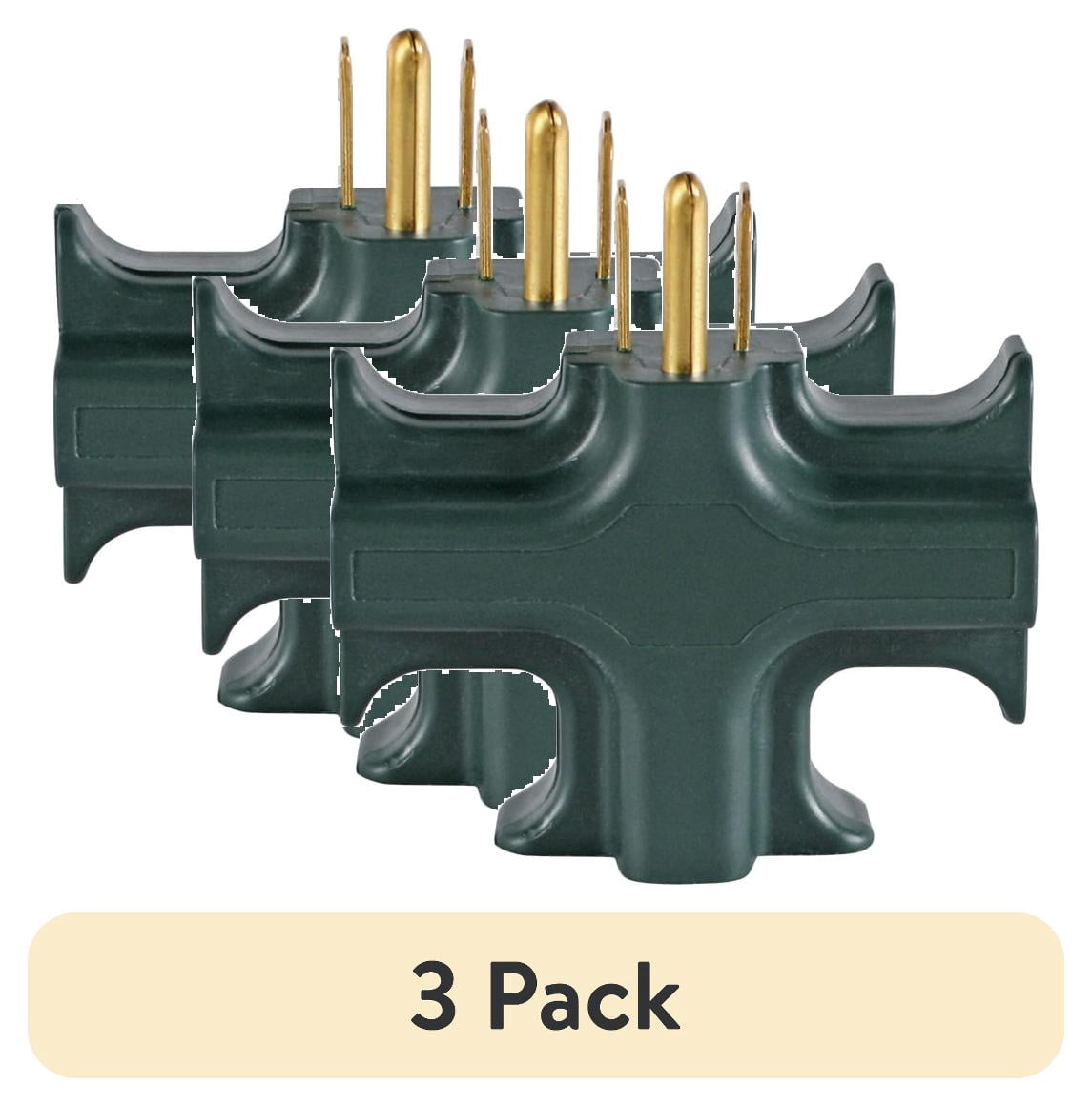 (3 pack) Hyper Tough Heavy Duty 3 Way Grounded Outlet Green Indoor Use ...