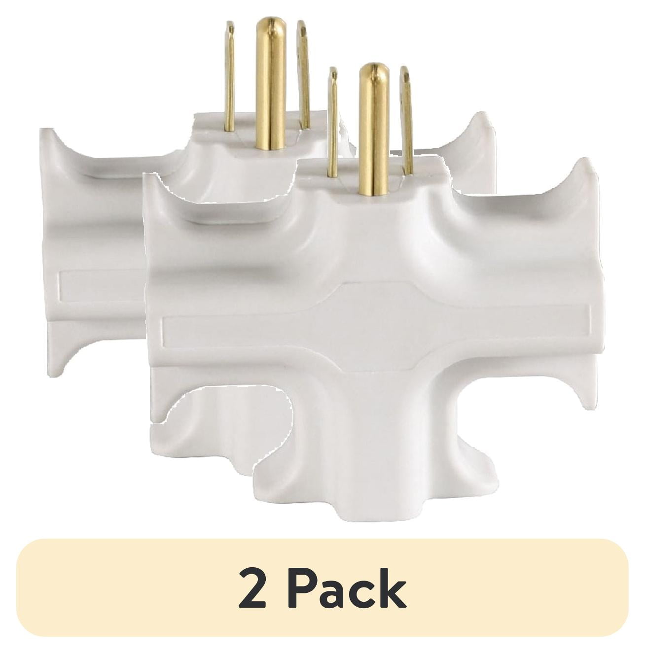 (2 pack) Hyper Tough Heavy Duty 3 Way Grounded Outlet White Indoor Use ...