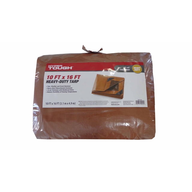 Hyper Tough Heavy-Duty Tarp, 10' x 16', Brown - Walmart Business Supplies