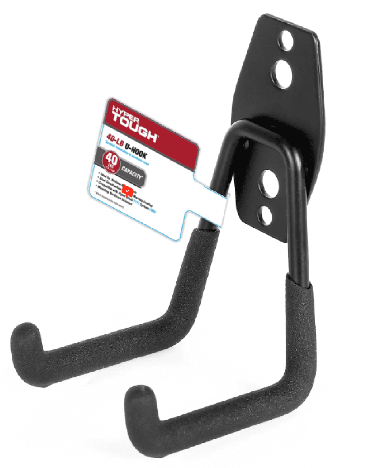 Hyper Tough Heavy Duty Wall Mount U-Hook, 40 lb. Capacity, Metal, 2.5 ...