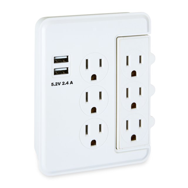 Hyper Tough Indoor 6-Outlet Surge Tap with 2 USB Ports, White - Walmart.com