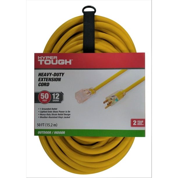 Hyper Tough Indoor/Outdoor Heavy Duty Extension Cord, 50’ - Walmart ...
