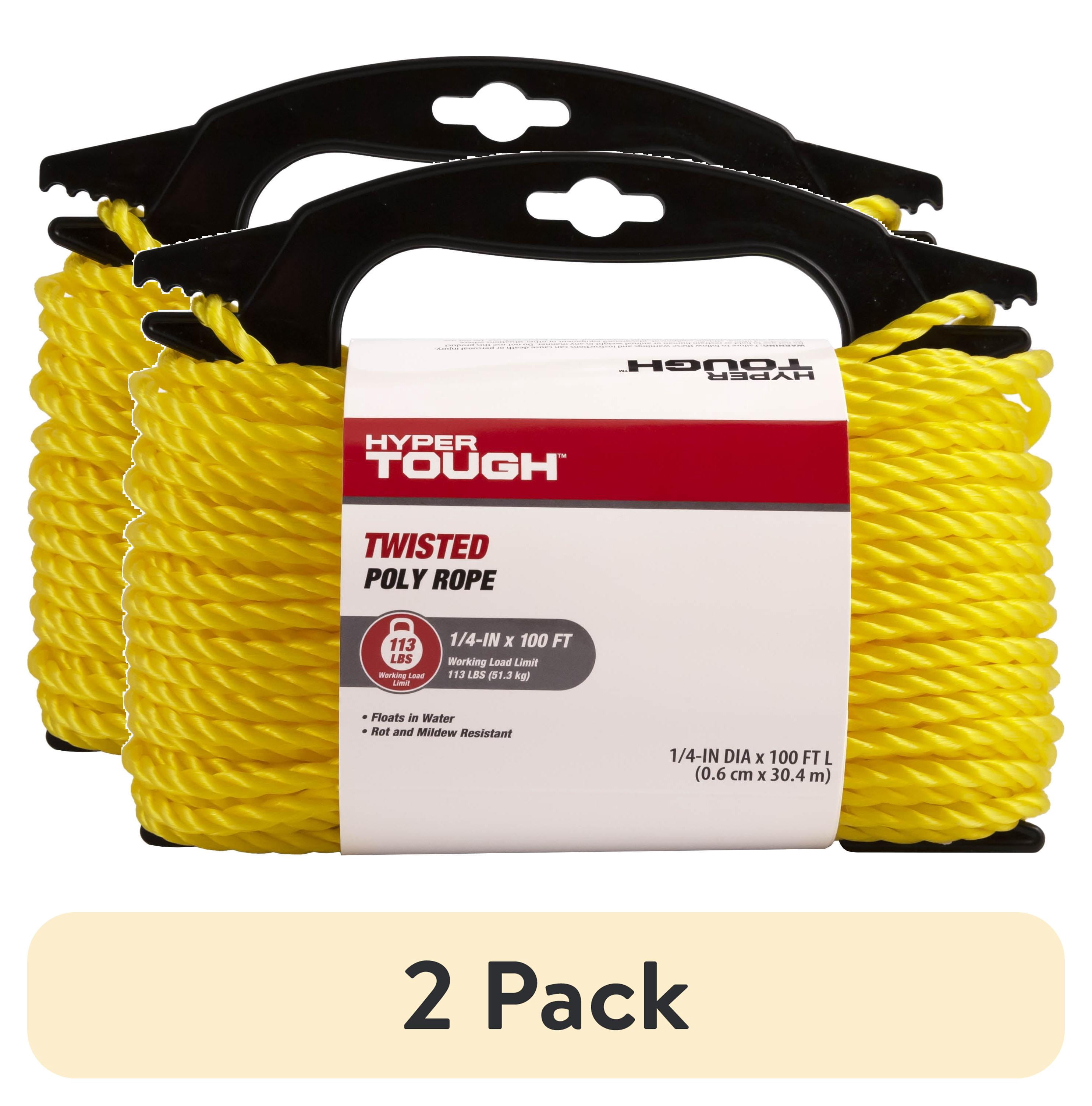 (2 pack) Hyper Tough Item PT4100-HT, Polypropylene Twisted Rope, Yellow ...